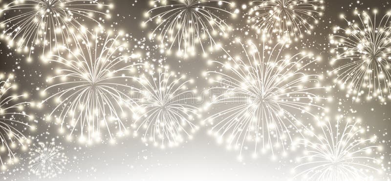 Gray Festive Banner with Fireworks. Stock Vector - Illustration of ...