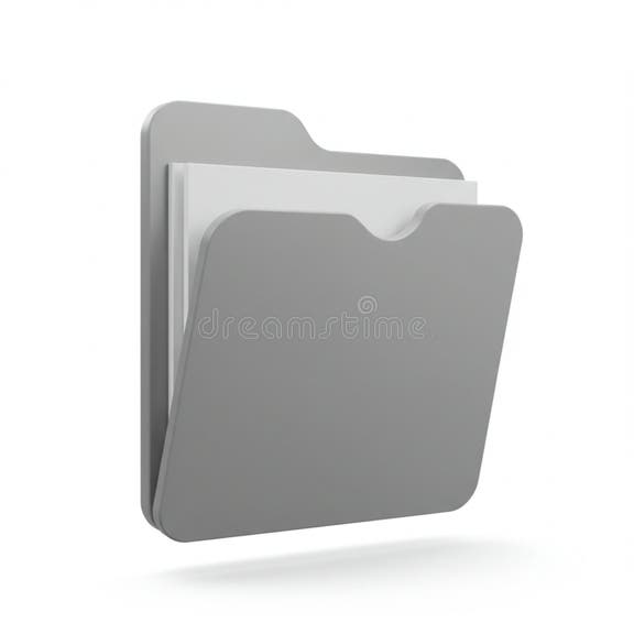 Gray File Folder Icon Digital Document Storage Design 3d Data Paper ...