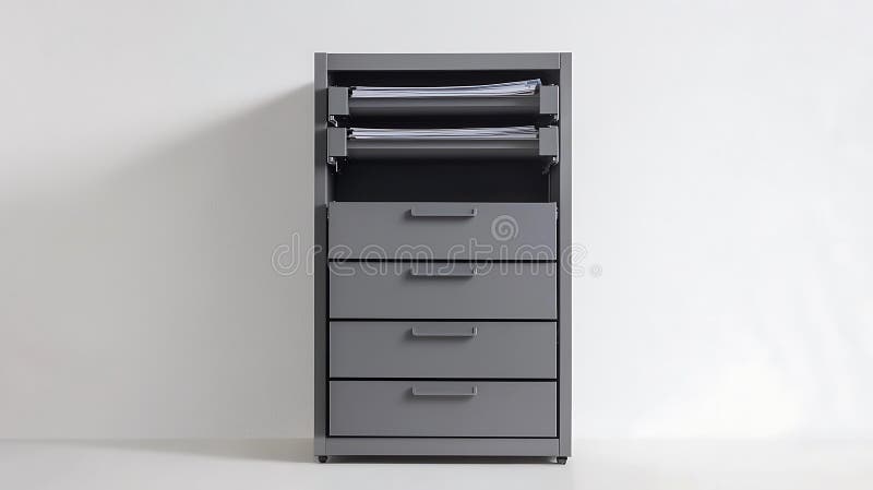 A Gray Filing Cabinet with Five Drawers Stock Illustration ...