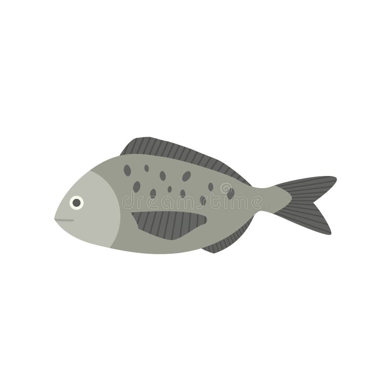 Gray Fish Icon in Flat Design Stock Vector - Illustration of design ...