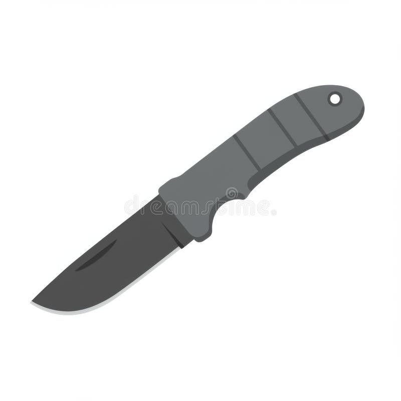 Gray Fixed Blade Knife Illustration on White Background Stock ...