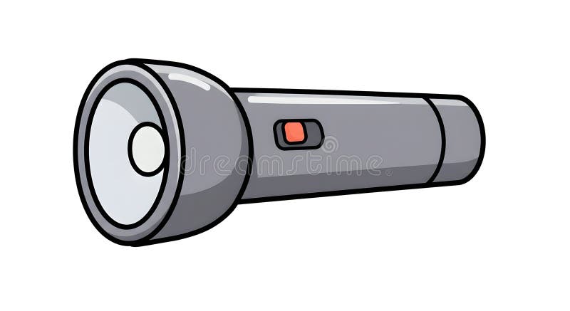 Gray Flashlight with Red Button Illustration Stock Illustration ...