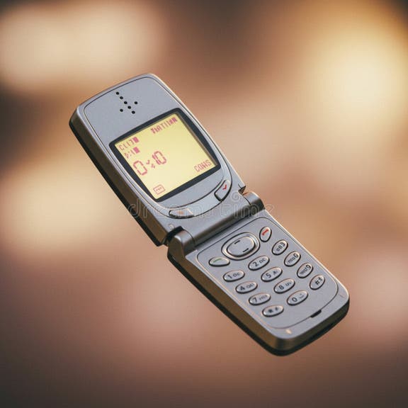 Gray Flip Phone with a Small Backlit Screen Displaying Basic ...