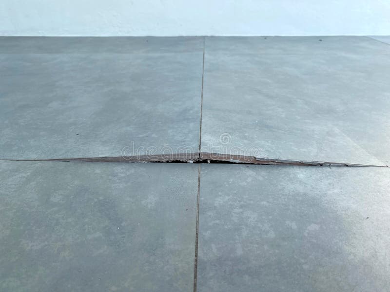 Gray Floor Tile House Explode Crack Shrinkage Cement Stock Photos ...