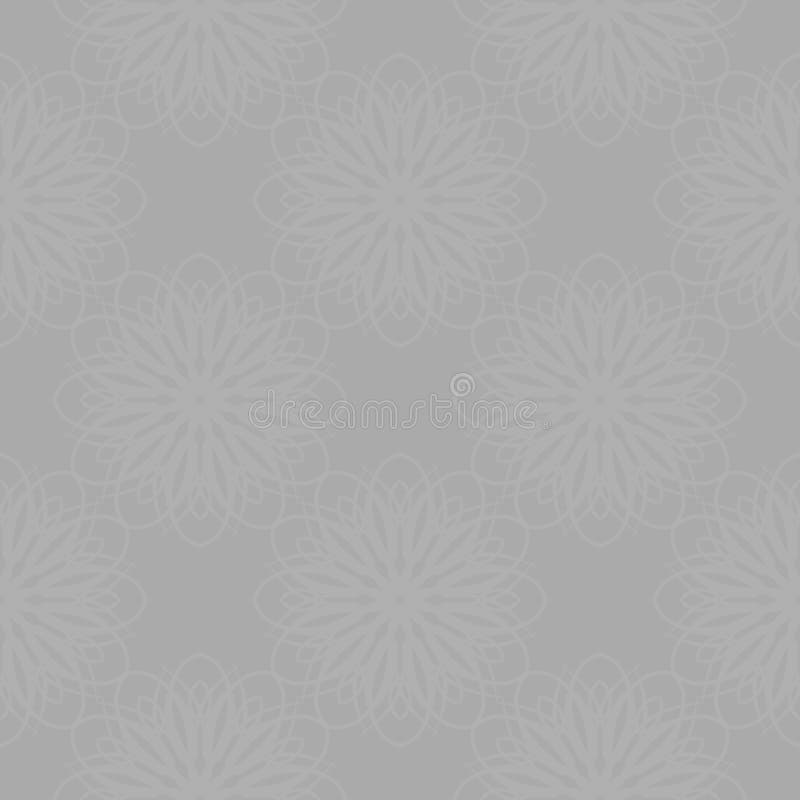 Gray Floral Motif Pattern. Seamless Background with Stylized Flowers ...