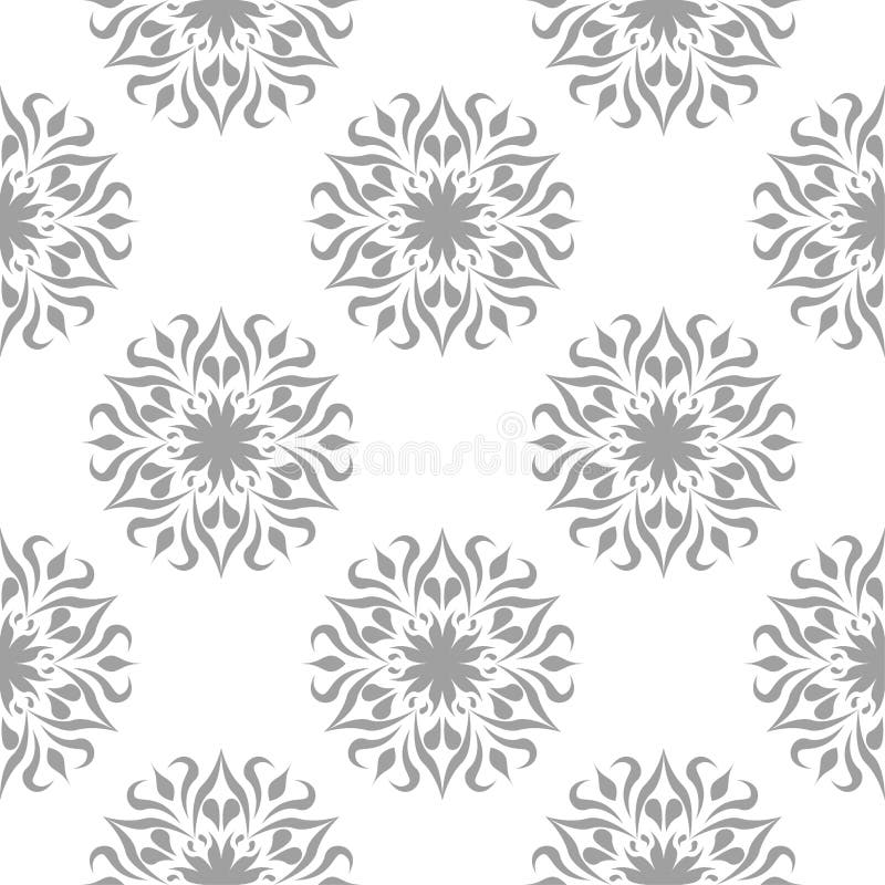 Gray Floral Ornament on White Background. Seamless Pattern Stock Vector ...