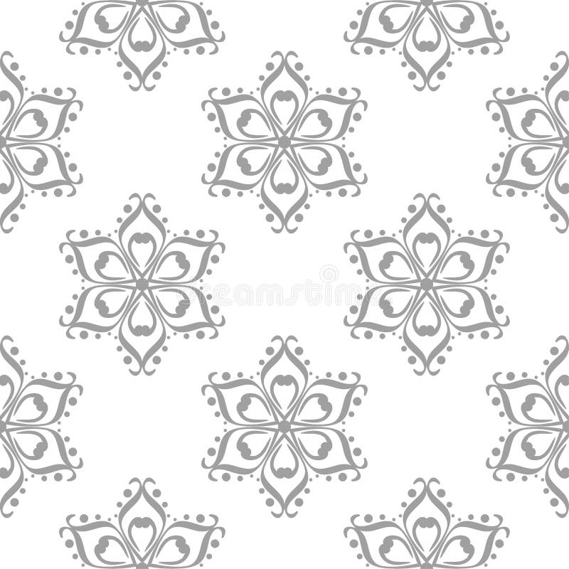 Gray Floral Pattern on White. Seamless Background Stock Vector ...