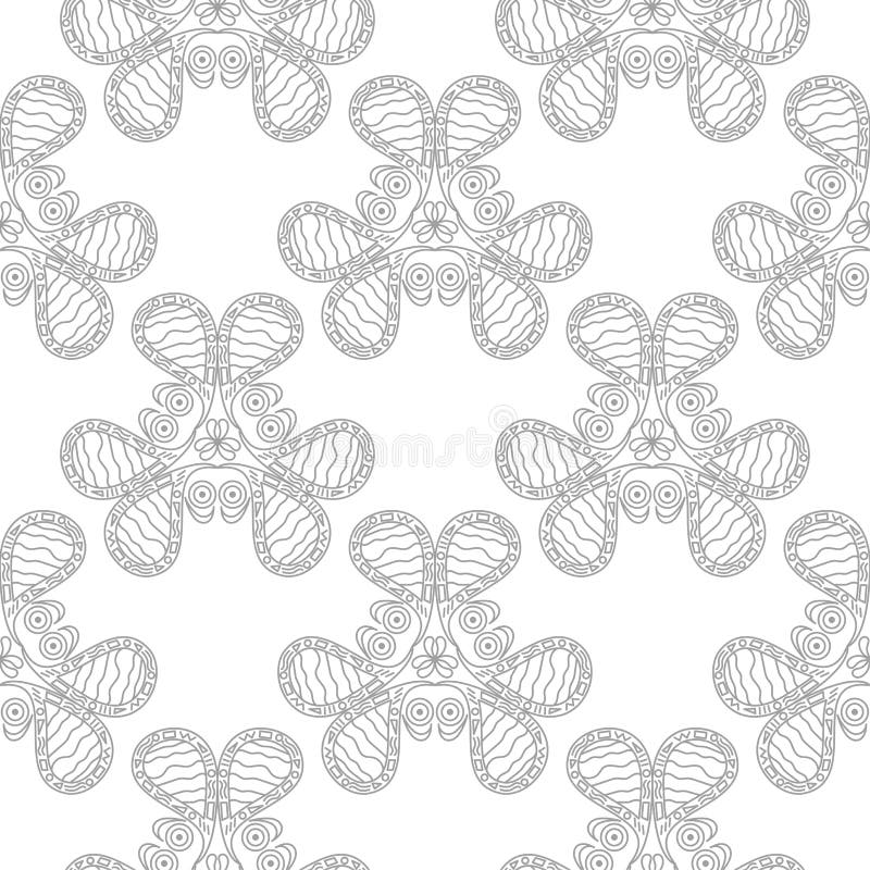 Gray Floral Pattern on White. Seamless Background Stock Vector ...