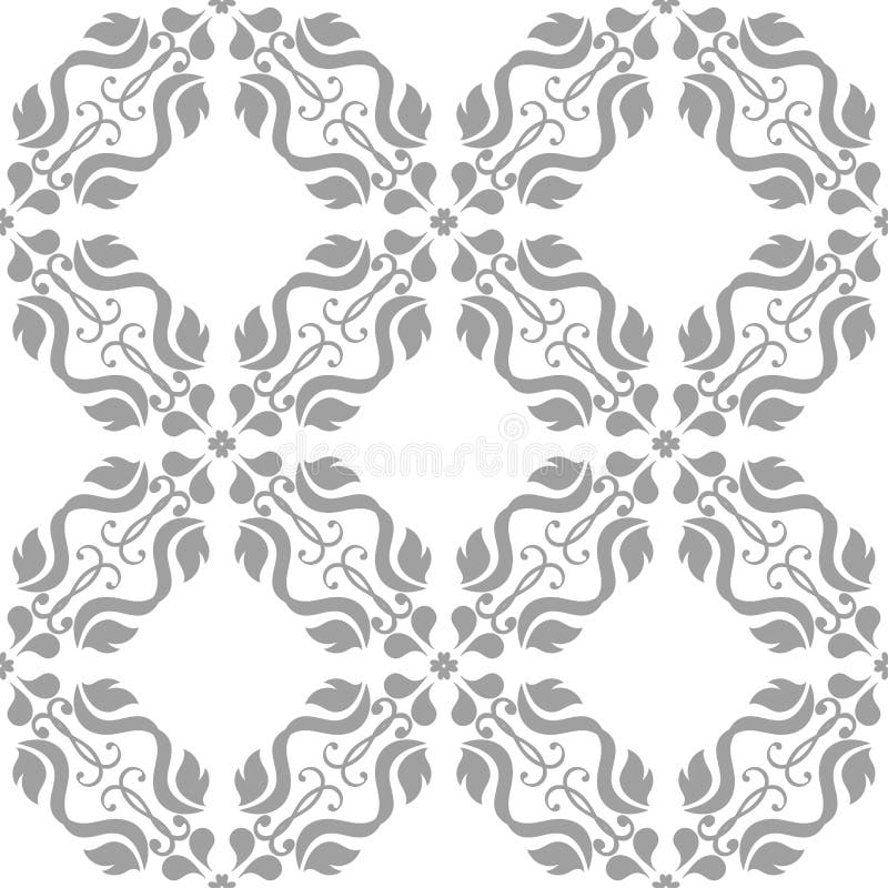 Gray Floral Seamless Design on White Background Stock Vector ...