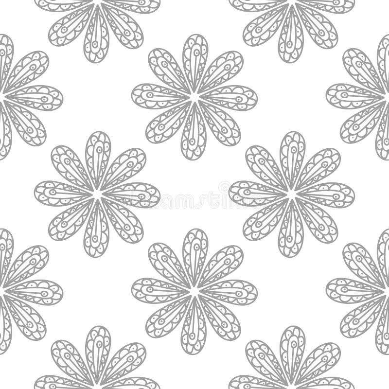 Gray Floral Seamless Pattern on White Background Stock Vector ...