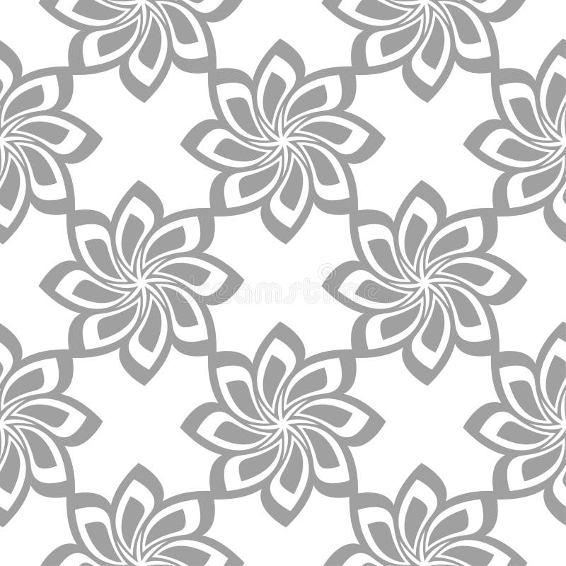 Gray Floral Seamless Pattern on White Background Stock Vector ...