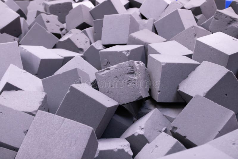 Gray Foam Cubes for Children Playing in the Indoor Activity Park Stock ...