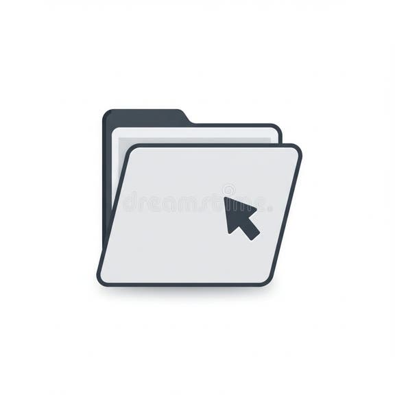 Gray Folder Icon with a Black Arrow Cursor. the Folder is Layered ...