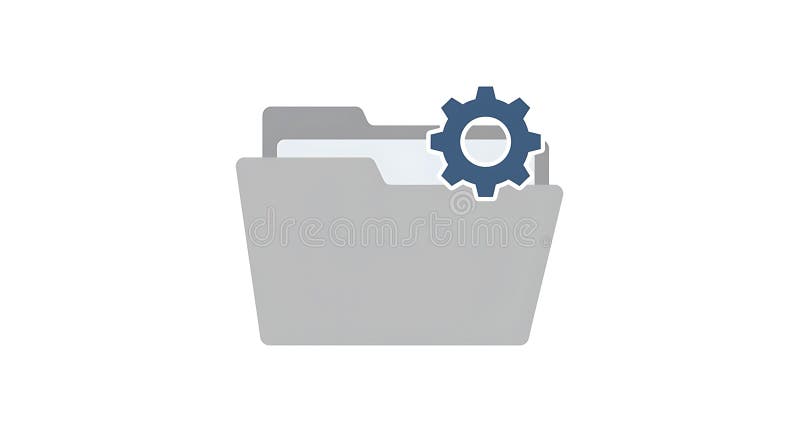 Gray Folder Icon with a Blue Gear Symbol Positioned at the Top Right ...
