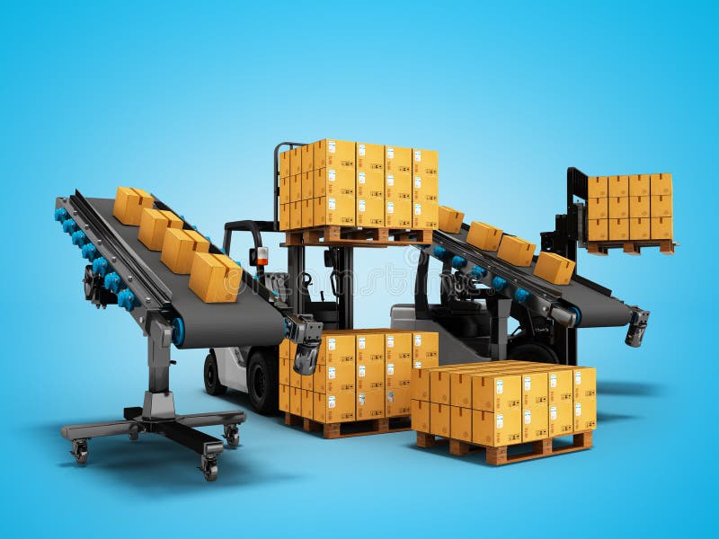 Forklift And Conveyor Belt