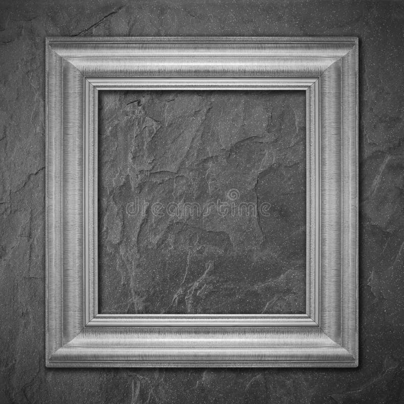 Gray Frame on Black Slate Background. Stock Photo - Image of concrete ...
