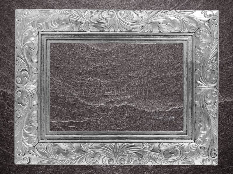 Gray Frame Vintage Photo Frame on Marble Stone Wall Background Stock ...