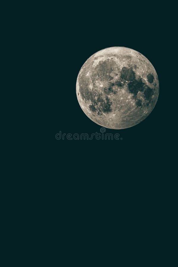 Gray Full Moon Isolated on the Black Background, Vertical Stock Image ...