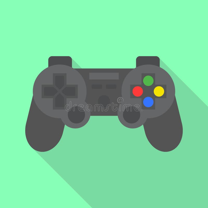 Gray Game Joystick Icon, Flat Illustration of Black Game Joystick ...