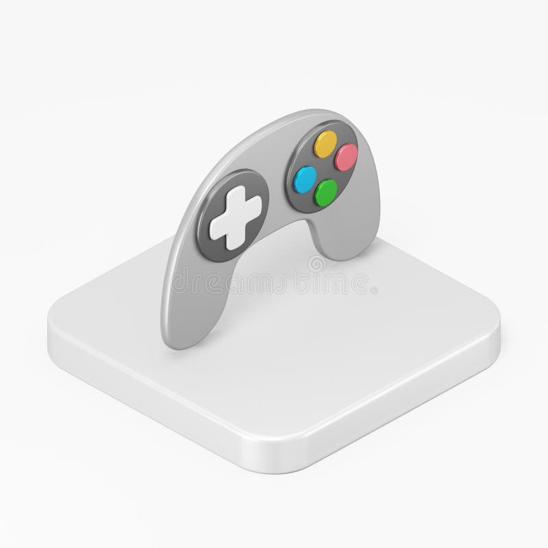 Gray Gamepad Icon with Multicolored Buttons. 3d Rendering Square Button Key Isometric View ...