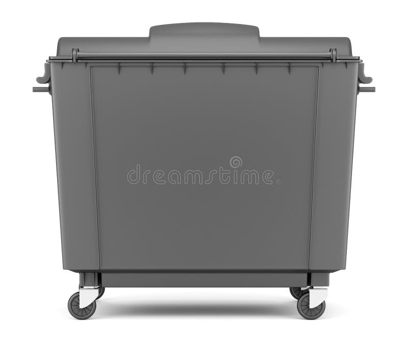 Gray Garbage Container Isolated on White Stock Illustration ...