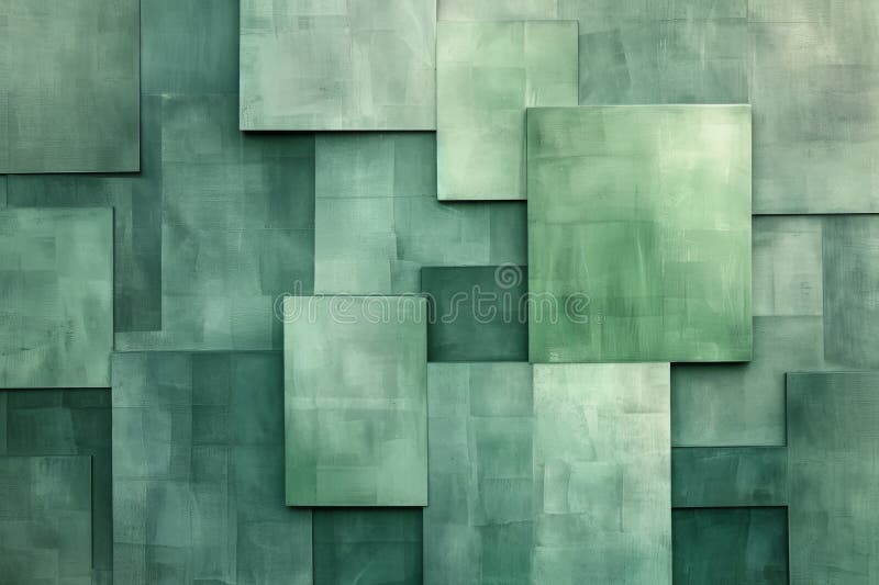 Green Geometric Background with Abstract Blocks, Canvas Paper Texture ...