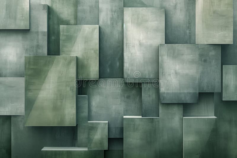 Green Geometric Background with Abstract Blocks, Canvas Paper Texture ...