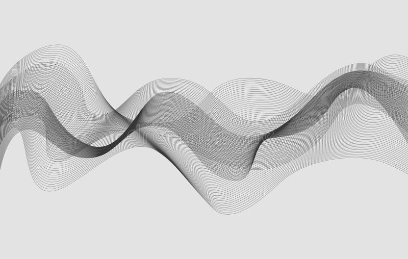 Gray Geometric Grid Wave. Abstract Futuristic Flow Curve Stock ...