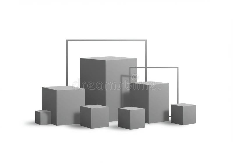 Gray Geometric Shape Arrangement on White Background Stock Illustration ...