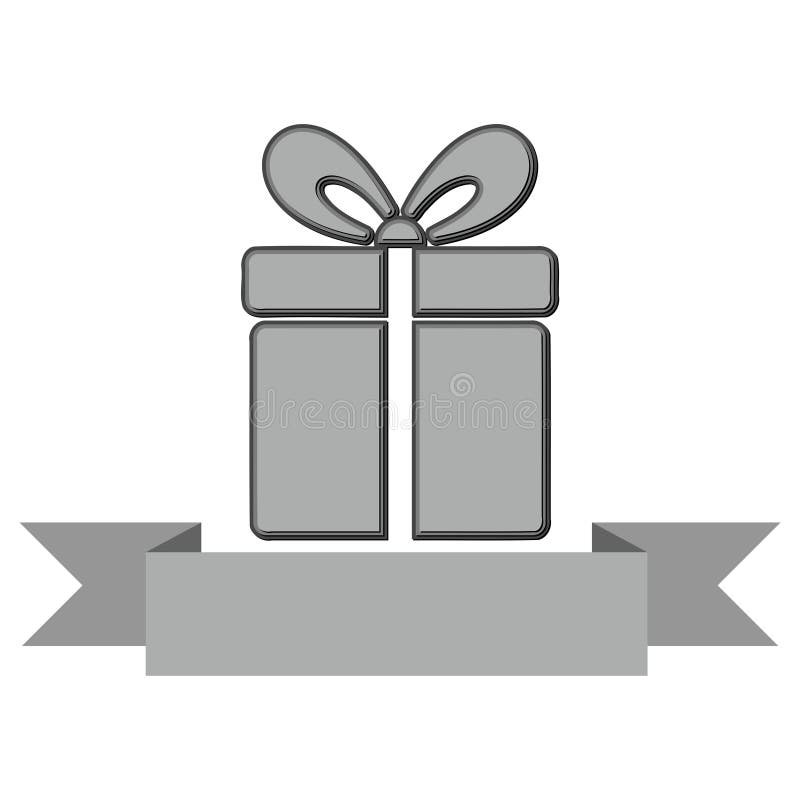 Gray Gift Box with Ribbon Icon Stock Vector - Illustration of pattern ...