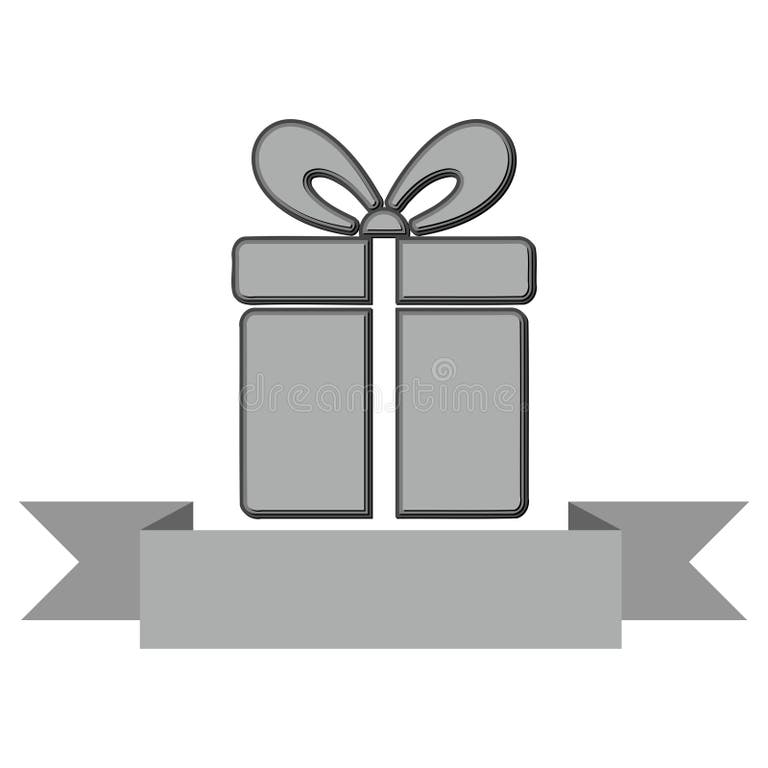Gray Gift Box with Ribbon Icon Stock Vector - Illustration of pattern ...