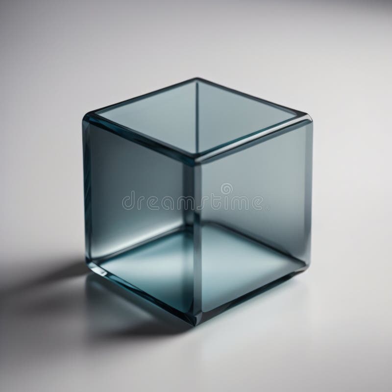 A Gray Glass Cube on a Light Background. Stock Illustration ...