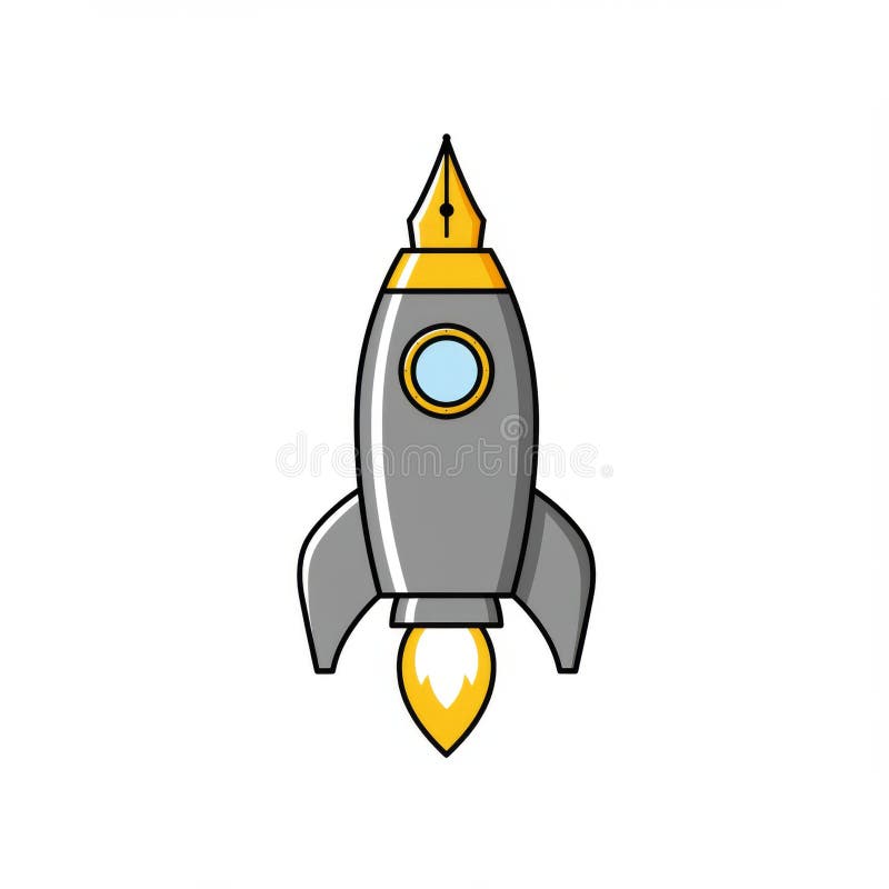 Gray and Gold Pixel Art Rocket Launching Stock Illustration ...