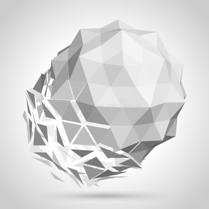 Gray Polygonal Sphere Geometric Angled Triangle Figure Flare Explosion ...