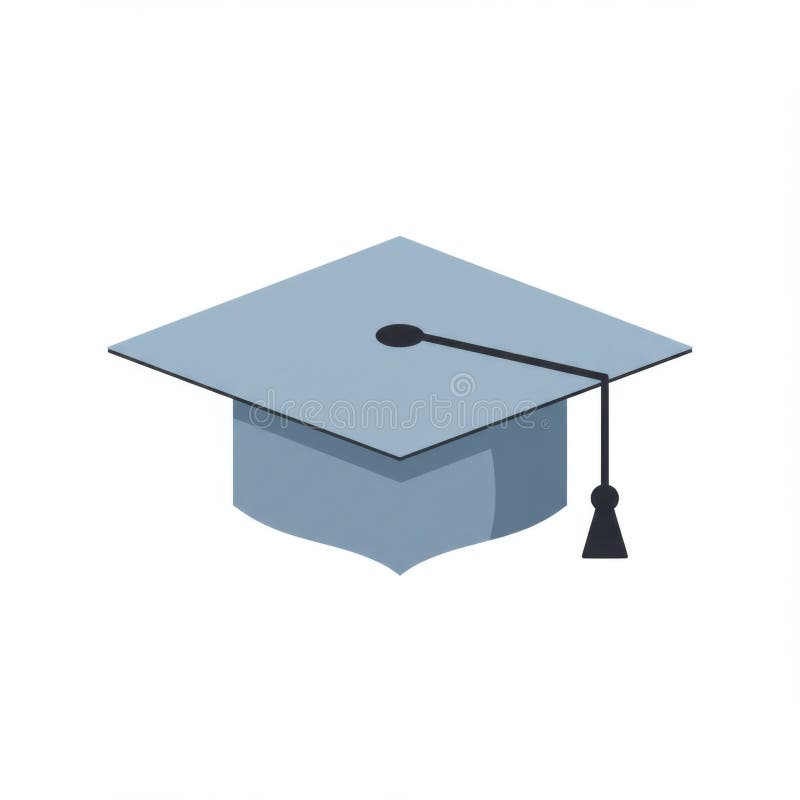 Gray Graduation Cap with Black Tassel on White Background for Education ...