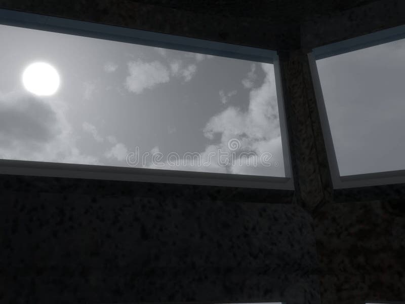 Gray Grey Sky Seen Thru Towers of Window Stock Illustration ...