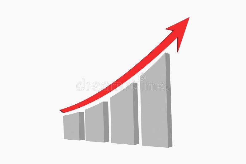 A Gray Growth Chart with a Red Up Arrow. Stock Illustration ...