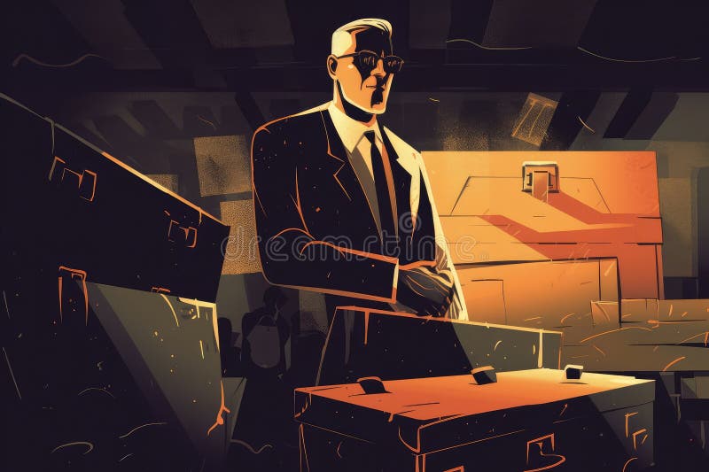 Gray-haired Man in Black Glasses. Mafia Corruption Crime Concept ...