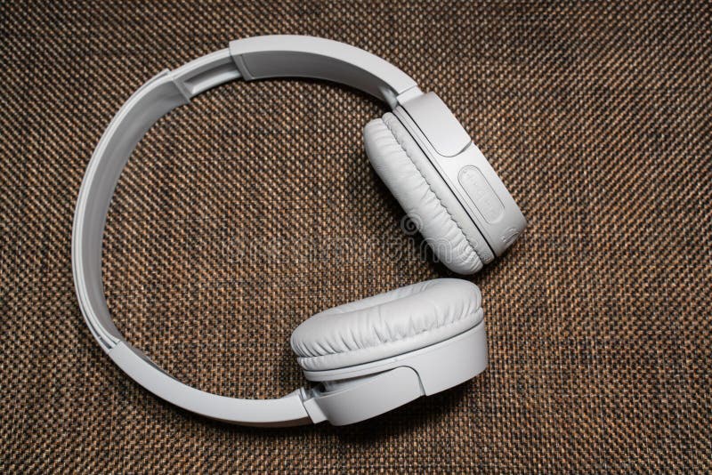 Gray Headphones on Dark Texture Background Stock Photo - Image of ...