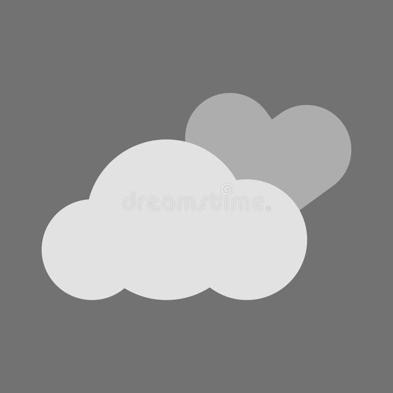 Gray Heart Behind a White Cloud Vector. a Heart Behind a Cloud. Heart ...