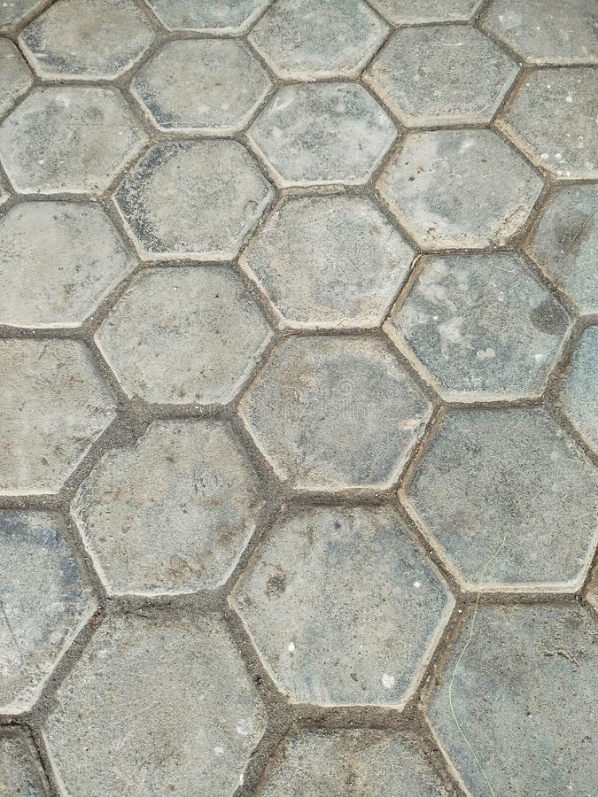 Gray Hexagonal Paving Stones Texture. Stock Image - Image of footpath ...