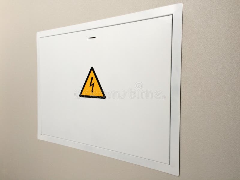 Gray Hinged Power Supply Unit on the Wall, Electric Flap Stock Photo ...