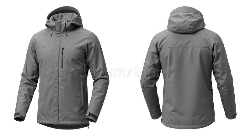 Gray Hooded Jacket Front and Back View Isolated Stock Illustration ...