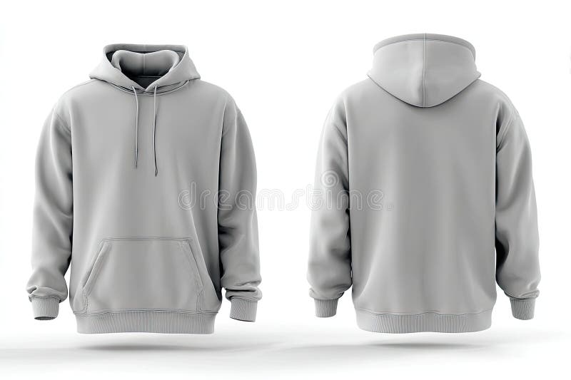 Gray Hoodie Front and Back View Stock Illustration - Illustration of ...