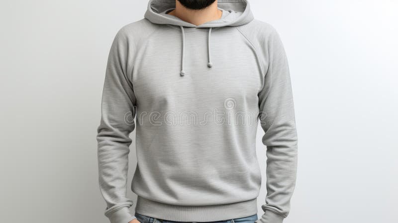 Front View White Hoodie Mockup Template for Design, Long Sleeve ...