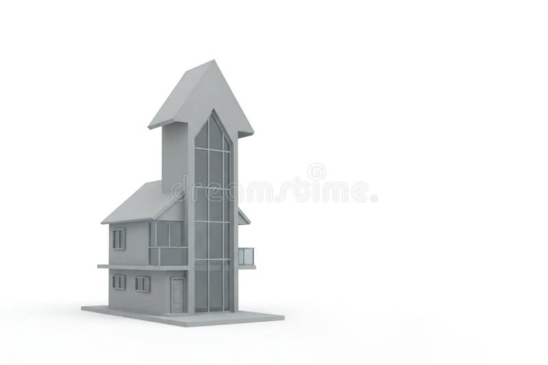 A Gray House with a Glass Tower. Space for Text. Stock Photo - Image of ...