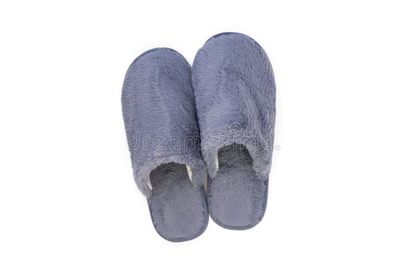 Gray House Slippers Isolated on White Background. Stock Image - Image ...