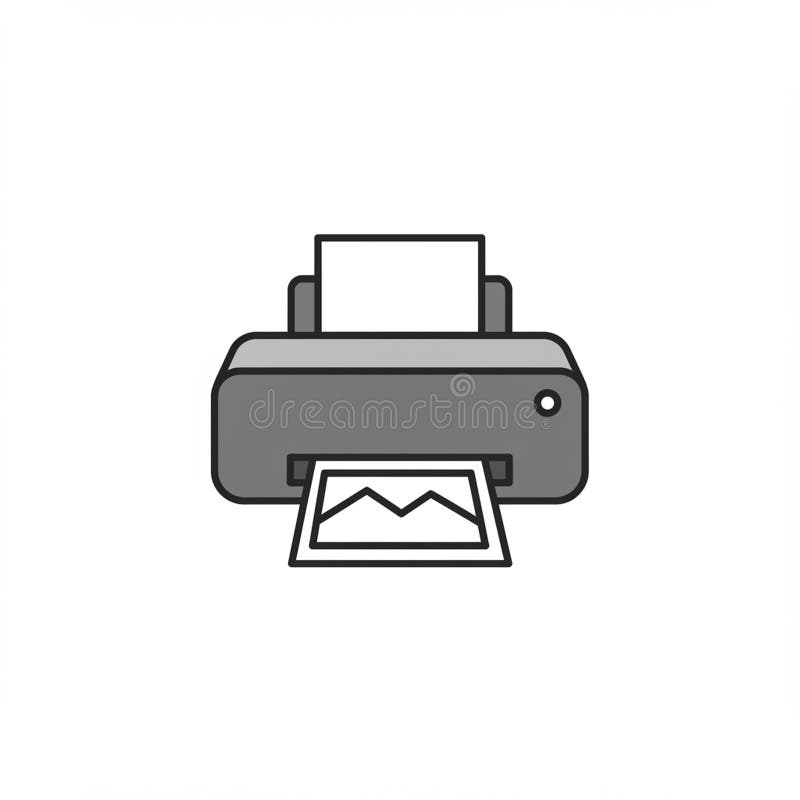 Gray Icon of a Printer with Simplistic Lines. the Printer Has a Paper ...
