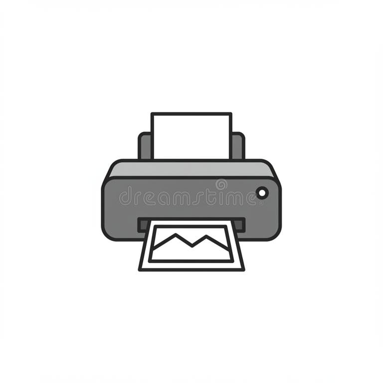 Gray Icon of a Printer with Simplistic Lines. the Printer Has a Paper ...