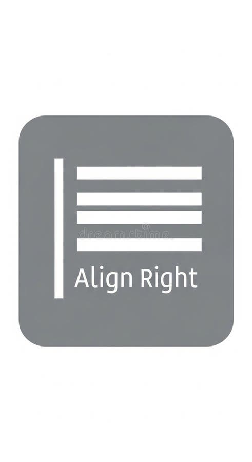 Gray Icon Representing a Right Alignment Tool with Three Horizontal Lines Aligned To the Stock ...